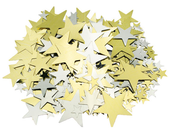 Konfeti "Zvezdice", 14 g, 1 - 3 cm, zlati / srebrni - Antus