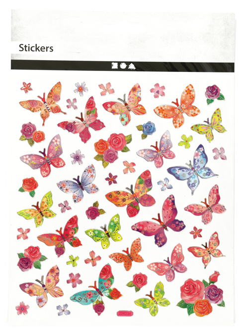 Nalepke, 15 x 16.5 cm, metulji, približno 28 nalepk - Antus