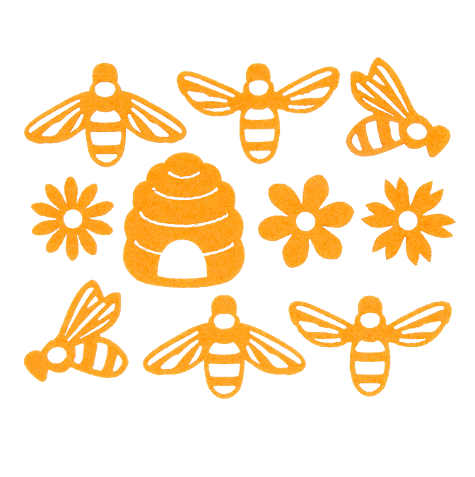 Okrasek iz filca, "Čebelica", 6 x 3.8 cm, barva medu, 1 kos - Antus