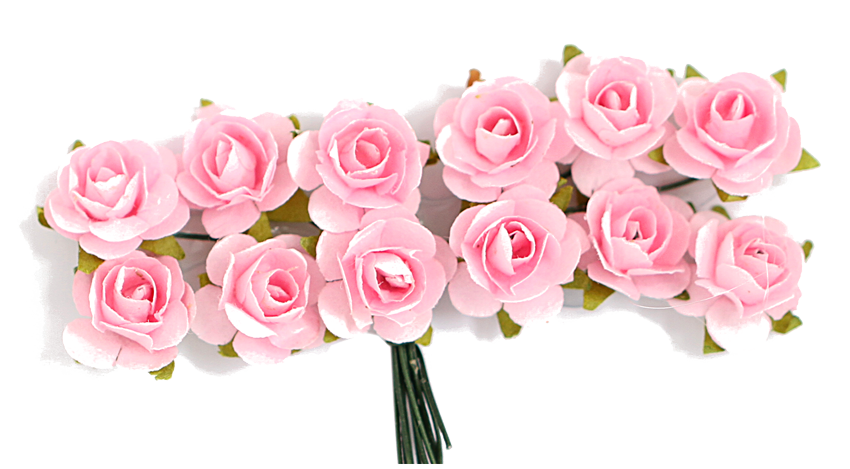 Rožice iz papirja na žici, 15 mm, rožnate, 12 kosov - Antus