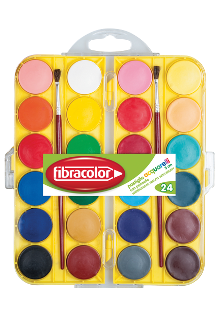 Vodene barvice v plastični škatli Fibracolor, 24 barv - Antus