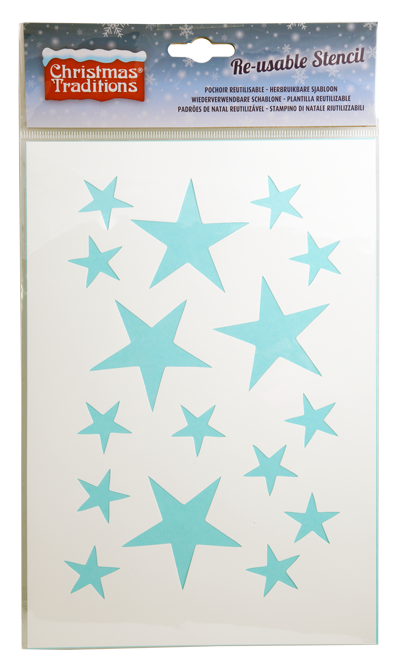 Šablona, papir, 17 x 25 cm, zvezdice, snežak, jelka, sveča - Antus